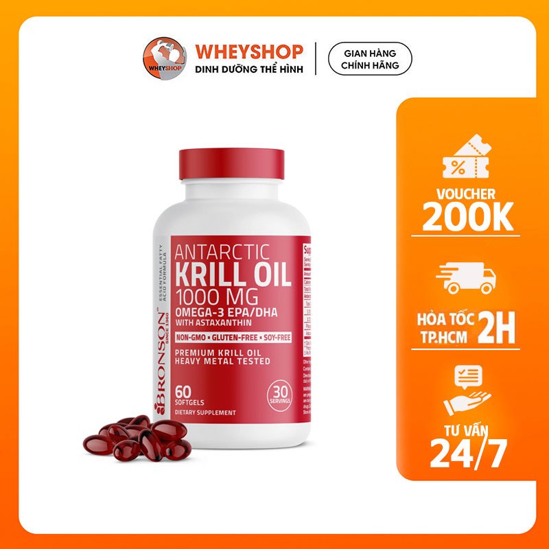 Viên uống bổ sung dầu nhuyễn thể Bronson Antarctic Krill Oil Omega-3 ...