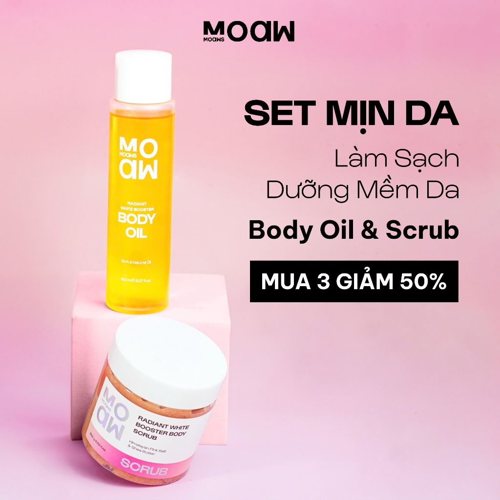 [MUA 3 GIẢM 50%] Combo Dầu Dưỡng & Scrub Muối Hồng Mờ Thâm, Sạm V3 MOAW ...