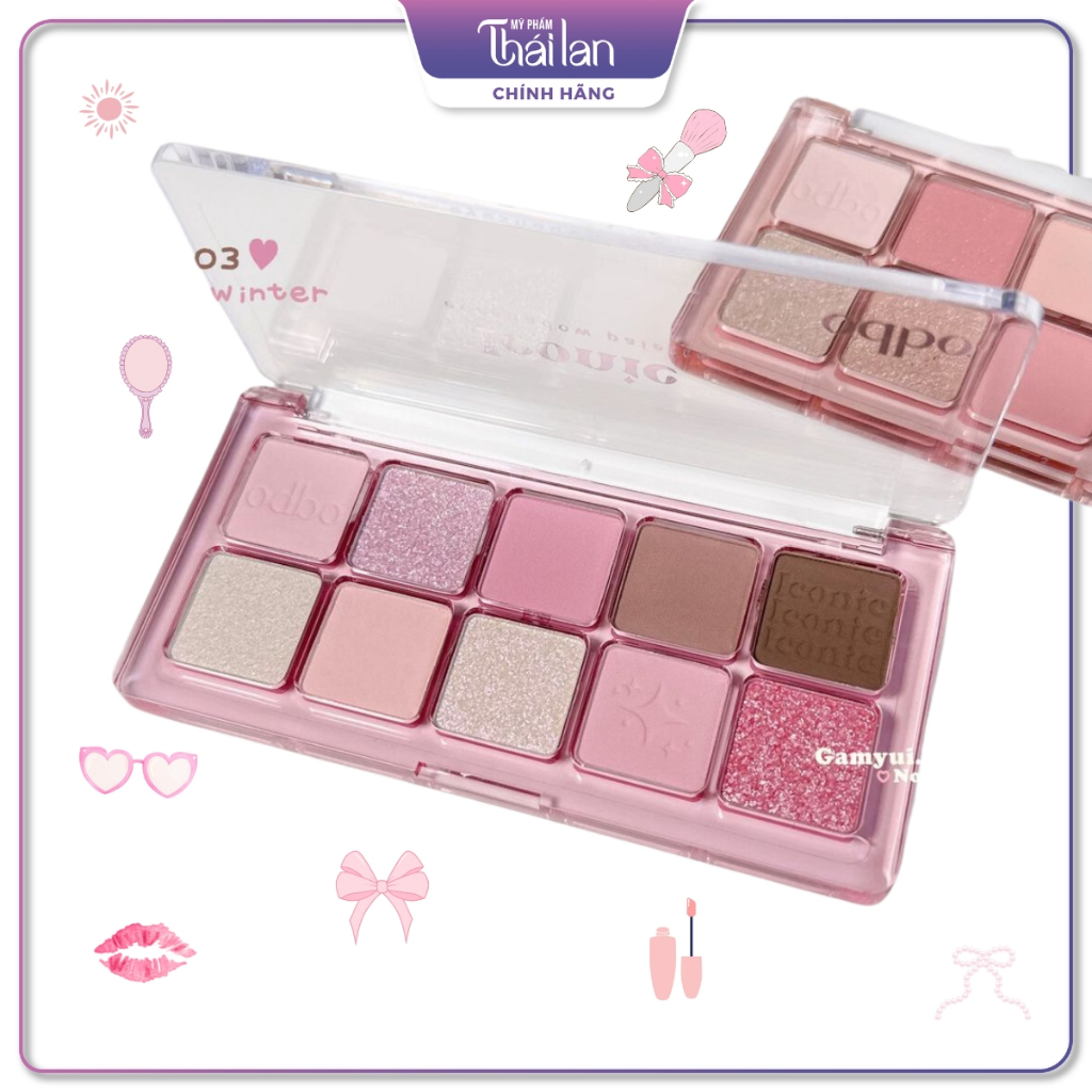 Bảng Mắt Odbo Iconic Eyeshadow Palette Cute OD2029, Phấn Mắt 10 Ô Chất Phấn Mềm Mịn, Bám Màu Tốt ...