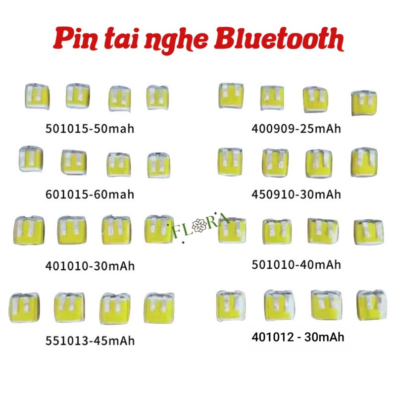 Pin li-po pin sạc tai nghe Bluetooth 400909, 401010, 401012, 450910 ...