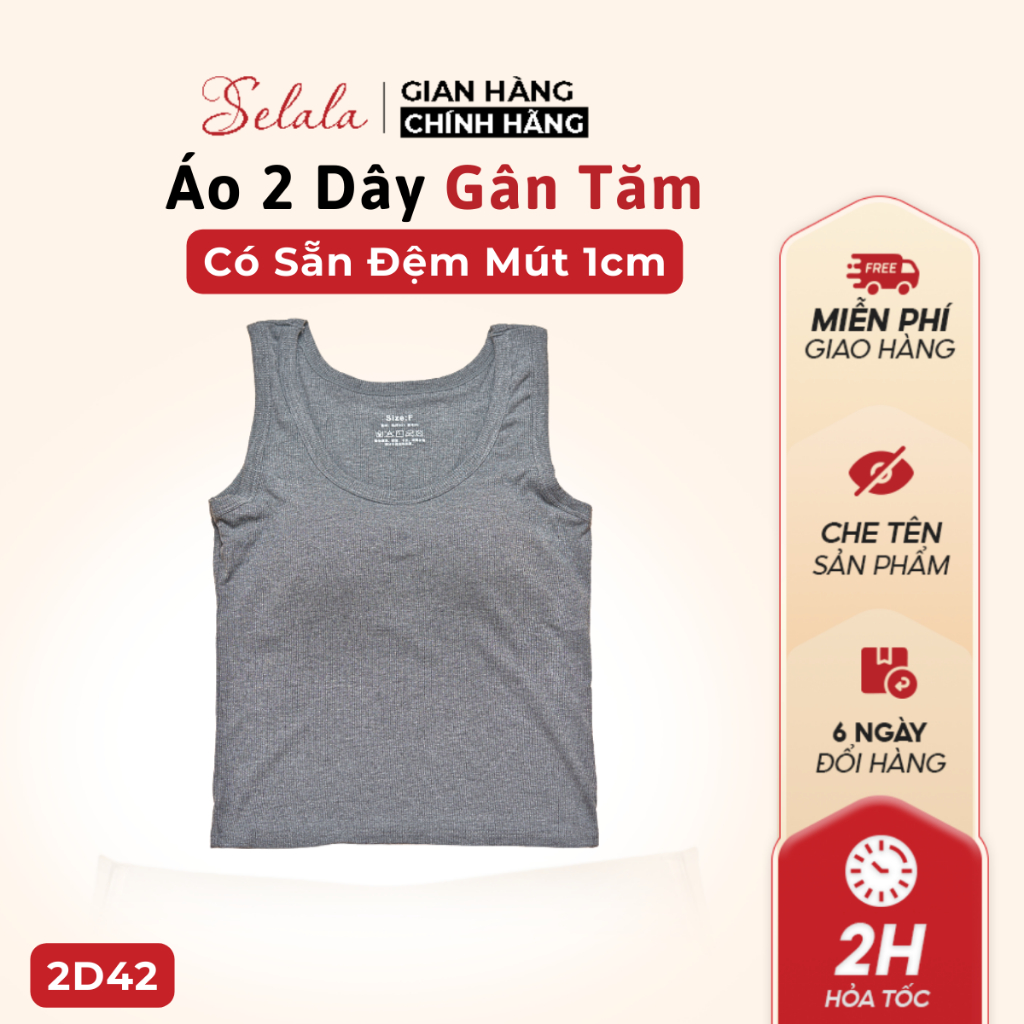 Áo Ba Lỗ Selala Gân Tăm Dáng Dài Có Sắn Mút 1cm 2D42 | Shopee Việt Nam