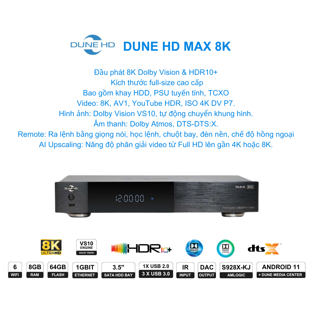 Dune HD Max 8K - Đầu Phát 8K Audiophile, Dolby Vision, DTS:X, HDMI 2.1, Nguồn Biến Áp | Shopee ...
