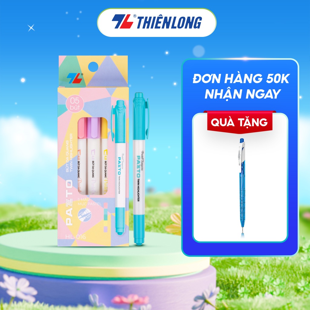 Hộp 5 bút dạ quang 2 đầu màu Pastel Thiên Long Pazto HL-016 - Màu ...