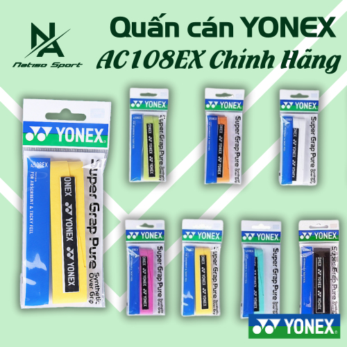 Quấn Cán Yonex AC108EX Chính Hãng, Cuốn Cán Vợt Cầu Lông Tennis Pickleball, Cực Êm, Thấm Hút Mồ ...