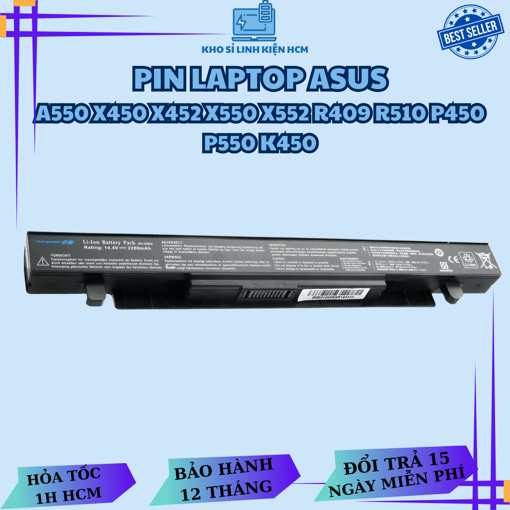 Pin laptop Asus X450 X452 X550 X552 R409 R510 P450 P550 K450 K550 A550 – X550 – 6 CELL - BẢO ...