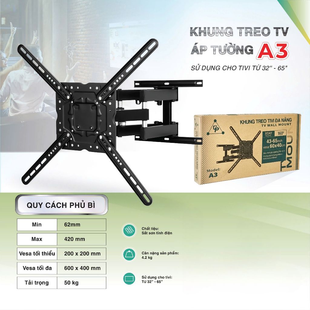 Giá treo tivi, khung treo tivi xoay đa năng tiện lợi Chánh Phát kích thước 32 đến 65 inch - Xoay ...