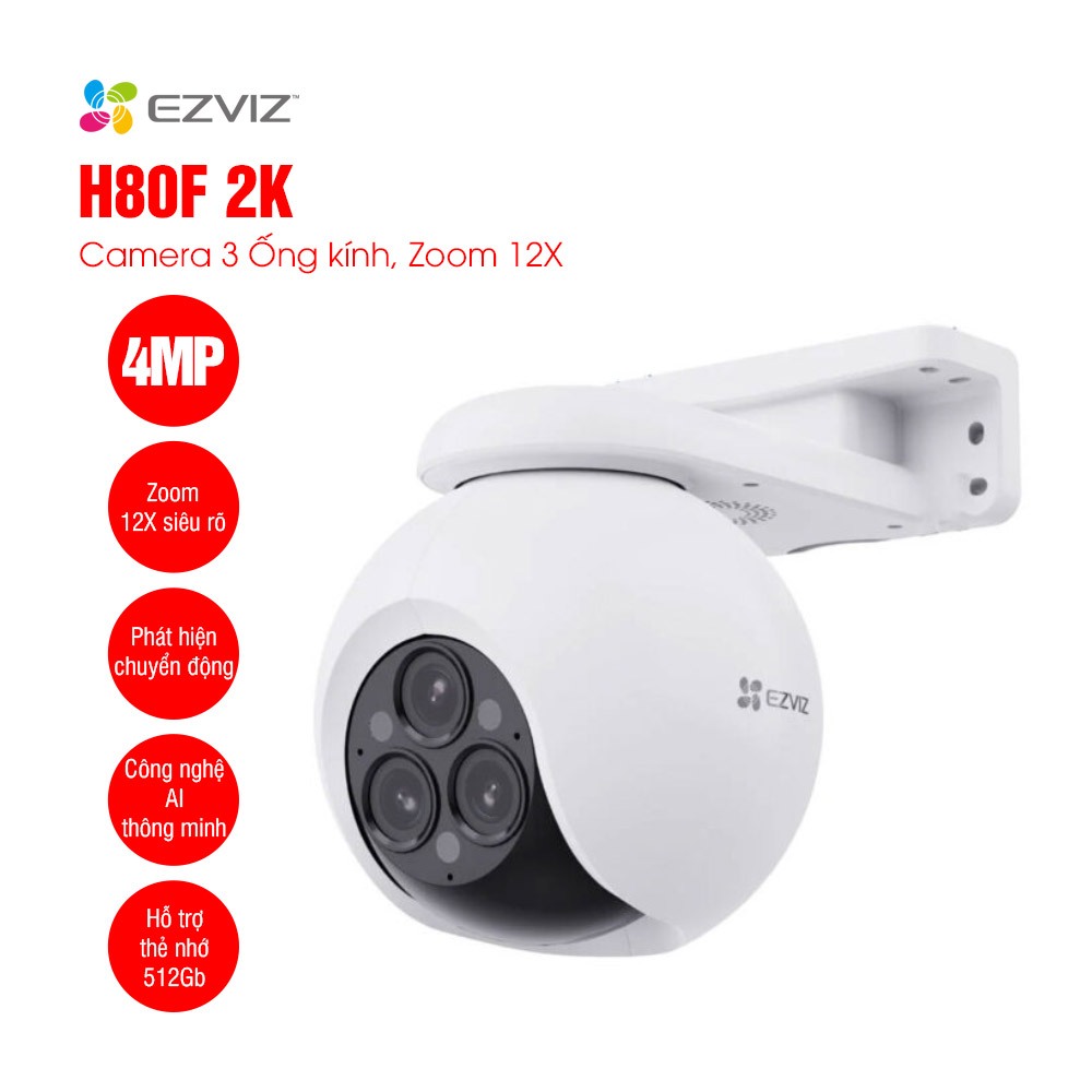 Camera IP Wifi EZVIZ H80F 2K+ 4MP Zoom 12X, H8X 2K+ 4MP, Xoay 360 độ ...