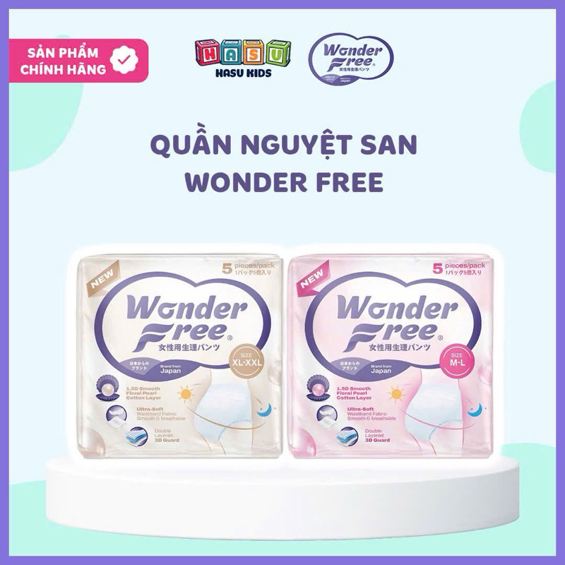 Quần lót nguyệt san - Băng vệ sinh dạng quần Wonder Free chống tràn - Size M-L, XL-XXL (5 chiếc ...