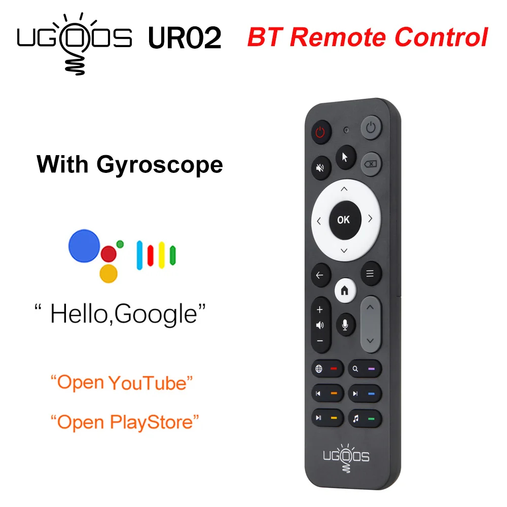 Điều khiển Bluetooth Ugoos UR02 có chuột bay, hỗ trợ giọng nói, tương thích Mi Box & Android TV ...