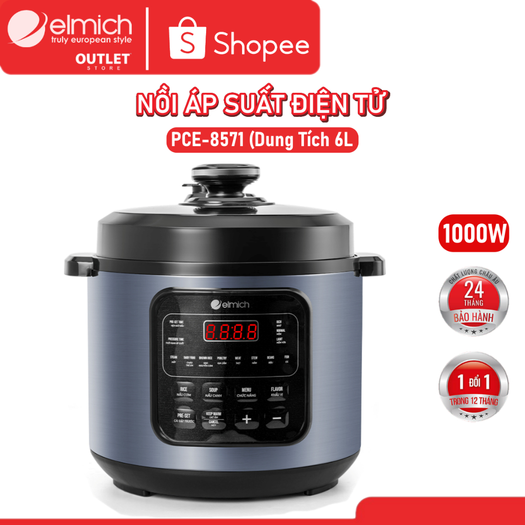 Nồi Áp Suất Điện Elmich PCE-8571 | 6L, 1000W, Lòng Chống Dính - Elmich Chính Hãng | Shopee Việt Nam