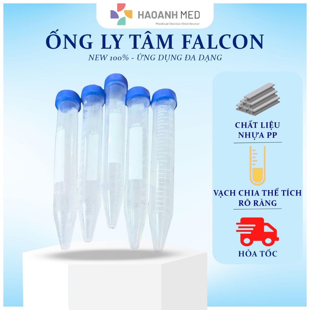 Ống Fancol 15ml, Ống ly tâm 15ml nắp vặn, đáy nhọn tiệt trùng từng cái ...