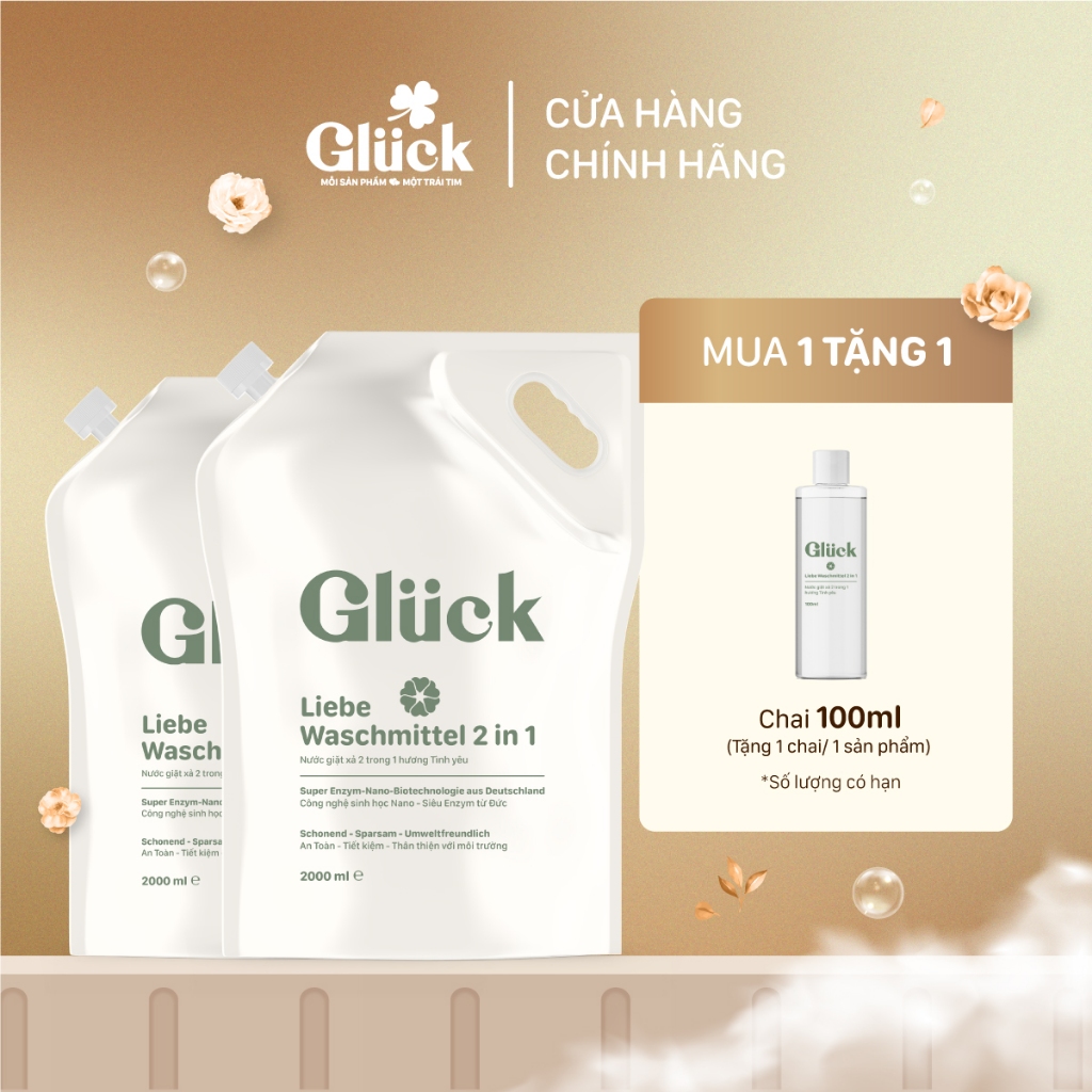 Combo 2 túi nước giặt xả sinh học GLUCK 2000ml, hương tình yêu Liebe | Shopee Việt Nam