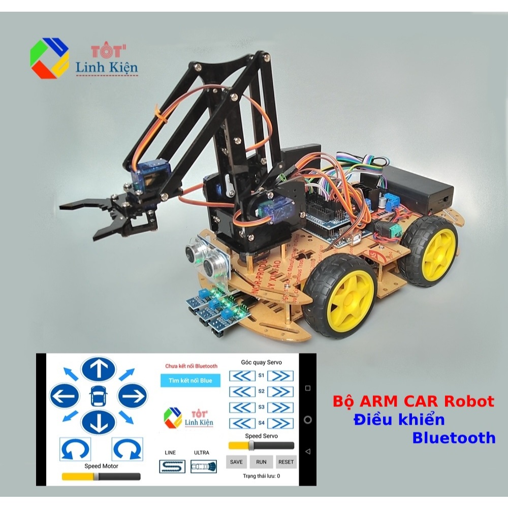 [Có VAT] Arm Car Robot Bluetooth DIY- Bộ Xe Cánh Tay 4 Bậc Đa Năng Điều Khiển Bluetooth | Shopee ...