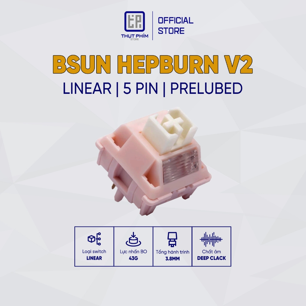 Switch BSUN Hepburn V2 Linear 5 pin lực nhấn 52g Thụt Phím Store ...