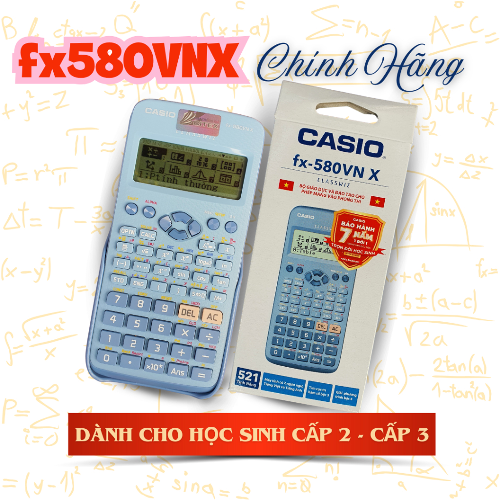 Máy tính casio 580, máy tính fx-580VNX chính hãng, hỗ trợ tiếng việt ...