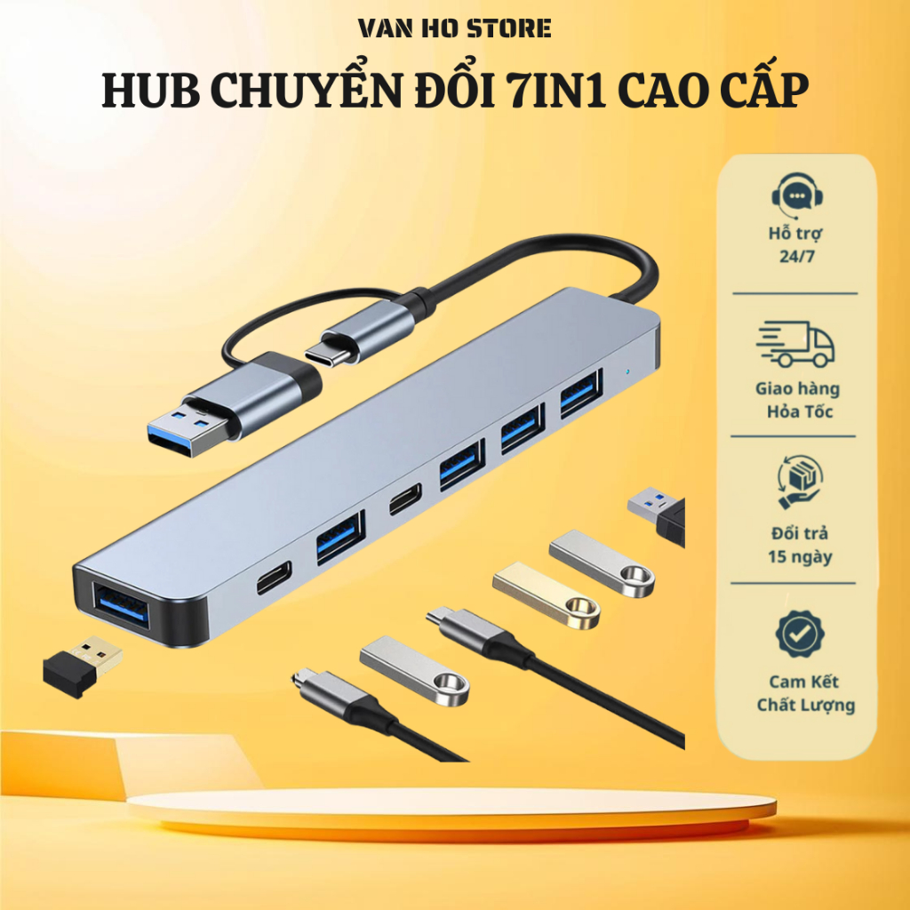 Bộ Hub chuyển đổi 7 cổng USB-C Hub TYPE-C Hub Adapter Hub Ổ cắm đa cổng ...