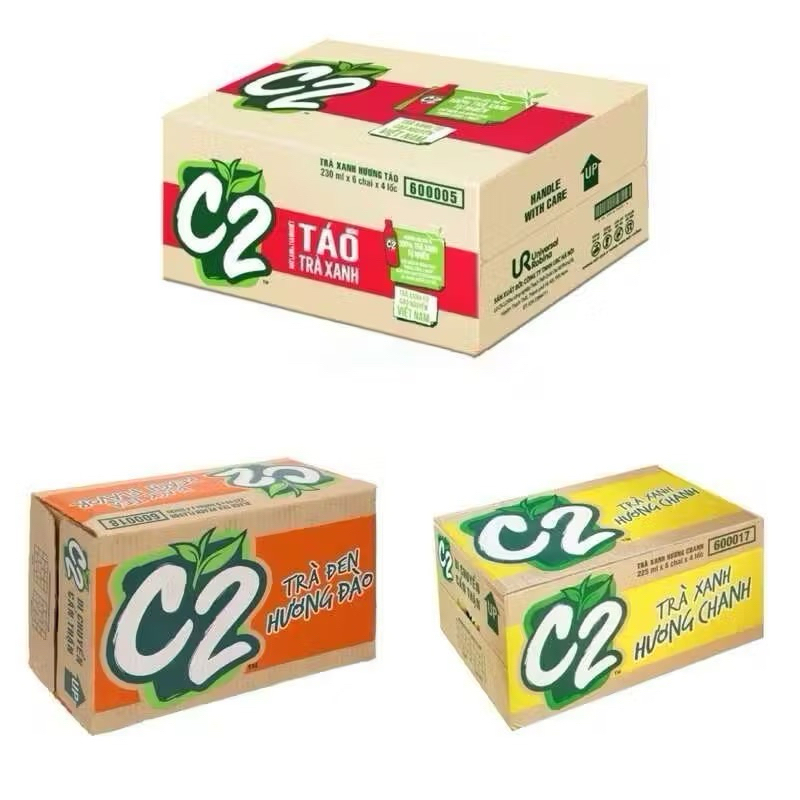 Lốc 6 Chai 225ml Trà Xanh C2 Đủ Hương Vị, Trà Xanh C2 Vị Táo, Chanh ...
