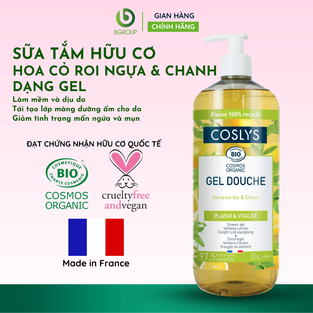 Sữa tắm hữu cơ dạng gel cỏ roi ngựa chanh Coslys (1L) | Shopee Việt Nam