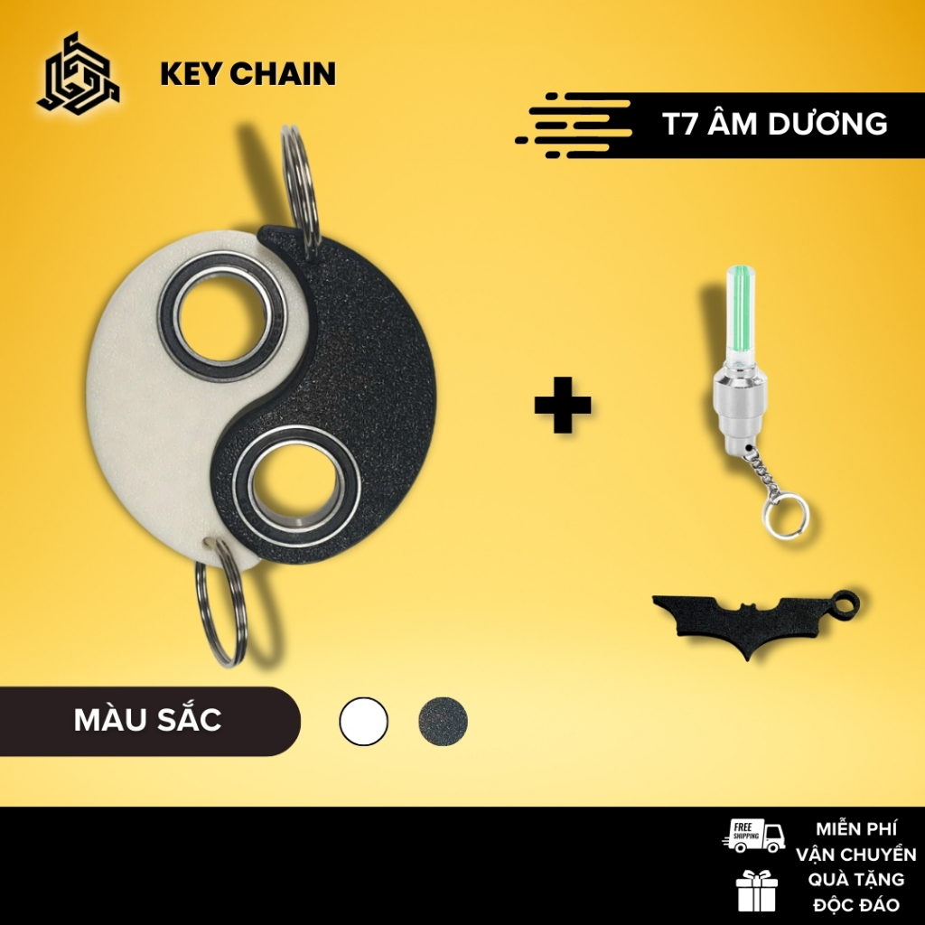 Móc Khóa Combo Keyrambit T7 Âm Dương Kèm Đèn Led Neon Giúp Giảm Stress ...