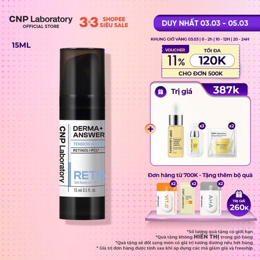 Tinh chất Retinol săn chắc đàn hồi nâng da CNP Laboratory Derma Answer Tension Angle Fit Ampule ...