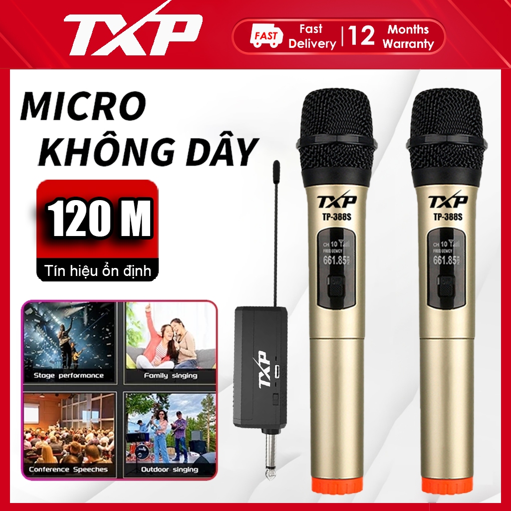 TXP TP-388 Bộ micro karaoke không dây dành cho biểu diễn sân khấu và ...