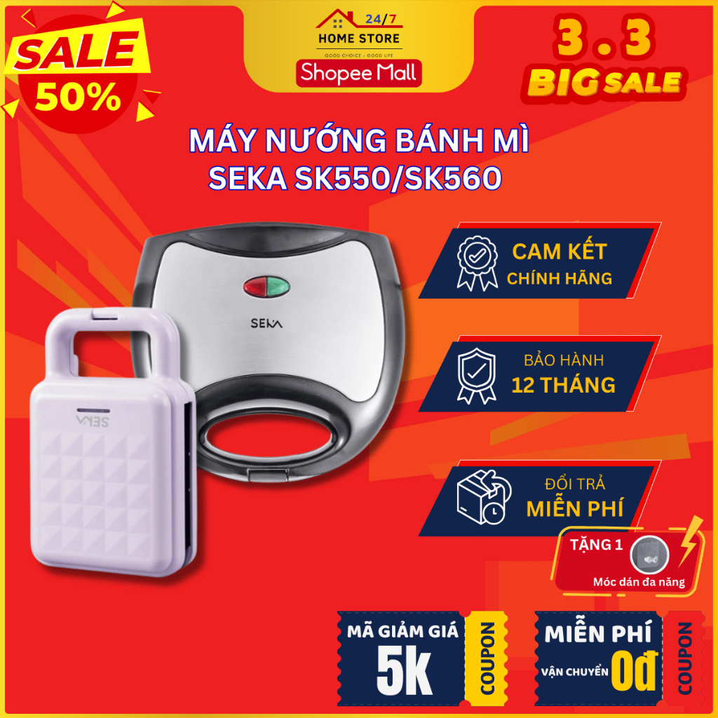 Máy Nướng Bánh Mỳ Sandwich SEKA SK550/SK560 Đa Năng - Công Suất Mạnh - Chống Dính | Shopee Việt Nam