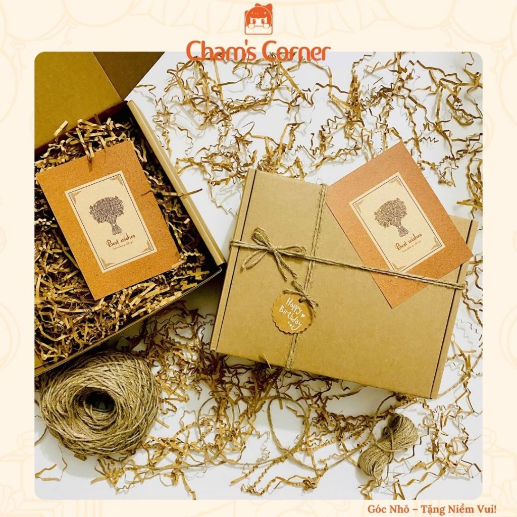 Hộp đựng quà tặng nắp gài Kraft đa năng, hộp quà phong cách Vintage sinh nhật, 8/3, 20/10, noel ...