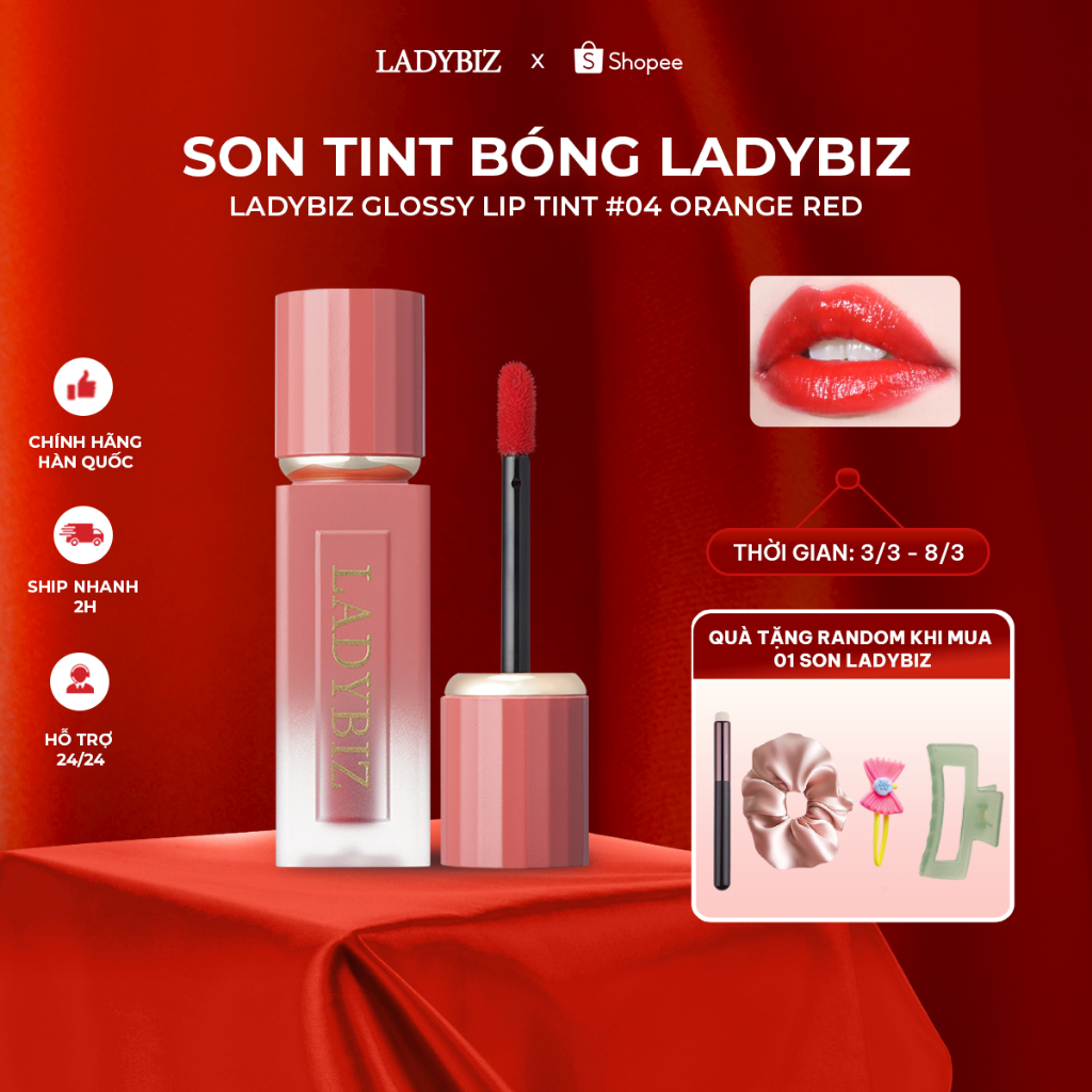 [04-Orange Red] Son Tint Lỳ Bóng Lâu Trôi LADYBIZ City Girl Mood Glossy ...