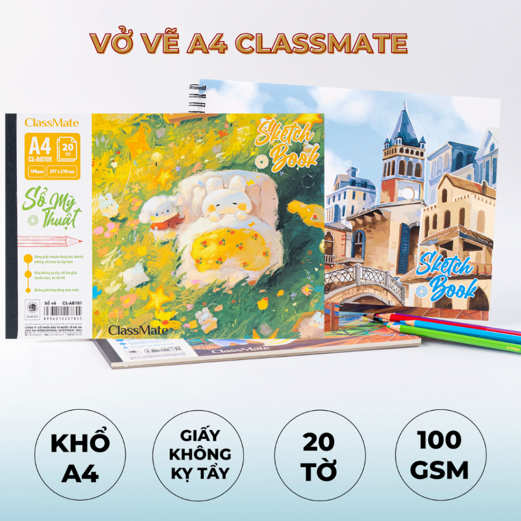 Vở Vẽ A4 CLASSMATE, Sổ Vẽ Mỹ Thuật 20 Tờ Định Lượng 100gsm Dùng Vẽ ...