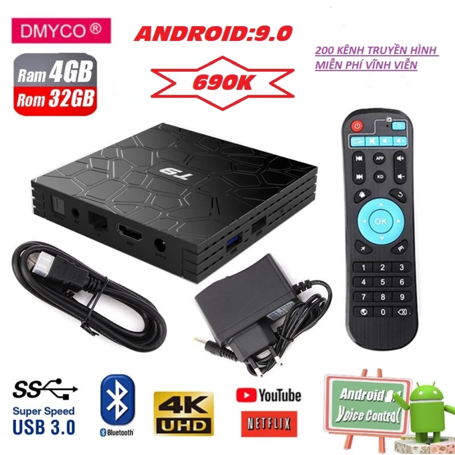 Android TV box T9 Ram 4G+32G xem truyền hình miễn phí giá sỉ | Shopee Việt Nam