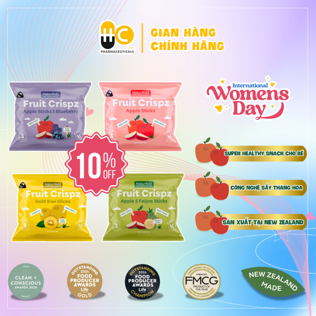 [TẶNG BABY THREE] Combo 4 gói Trái cây sấy NaturKidz Nhập khẩu chính ...