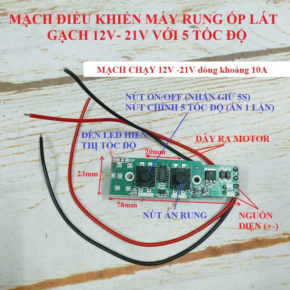 SV Mạch điều khiển máy rung ốp lát gạch dùng pin 12V - 21V có 5 tốc độ ...