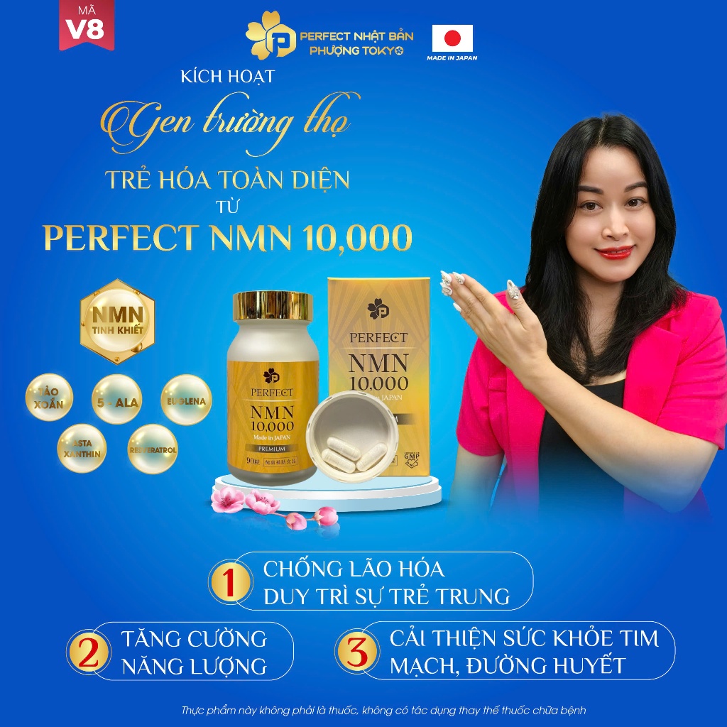VIÊN UỐNG PERFECT NMN 10,000 Nhật Bản: Viên uống Thanh xuân, Ngăn ngừa lão hóa, Trẻ hóa tế bào ...