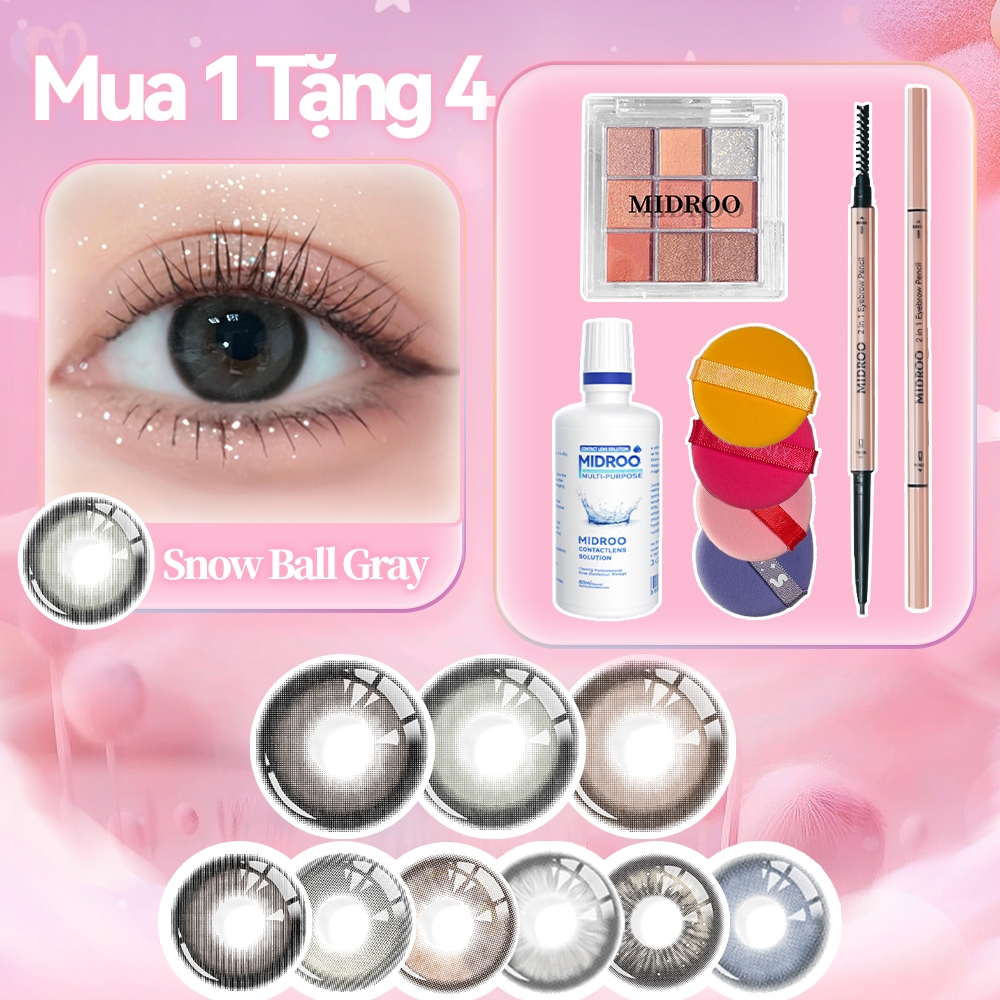 [Mua 1 Tặng 4] Midroo Lens 0-6 Độ Snowball Kính áp Tròng 14.2 Lens Cận ...