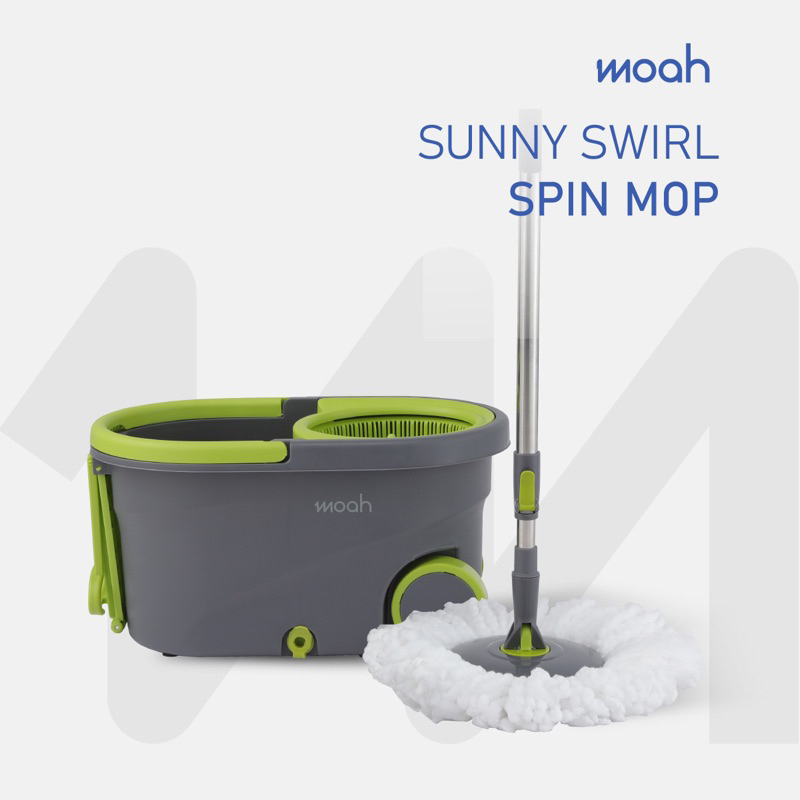 Bộ Cây Lau Nhà Sunny Swirl Spin Mop 2IN1 Moah MLM1239-GR - Bánh Xe Linh ...
