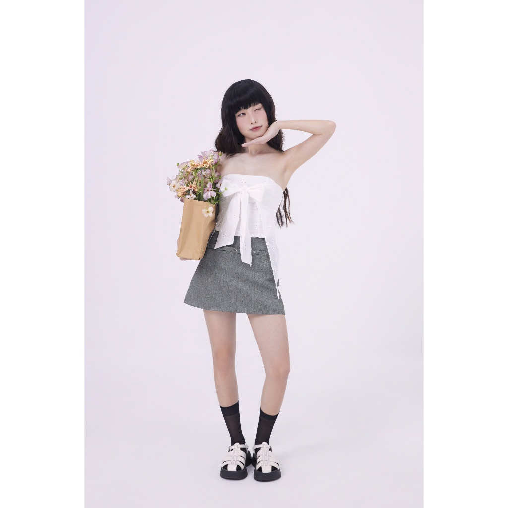 Áo ống phối nơ hoa nổi dáng ôm thời trang hè quyến rũ | SANILY TOP | SECODEE | Shopee Việt Nam