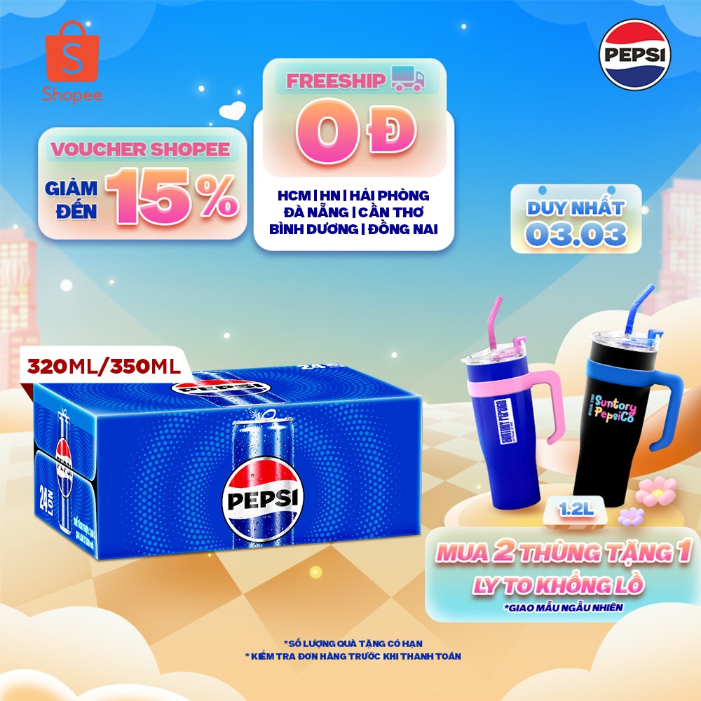 Thùng 24 Lon Nước Ngọt Có Gaz Pepsi Lon Xanh (320ml/lon hoặc 350ml/lon) | Shopee Việt Nam