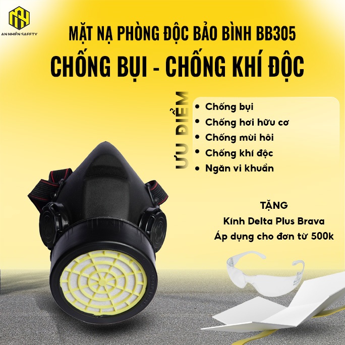Mặt Nạ Phòng Độc Bảo Bình BB305 1 Phin Lọc, Chống Bụi Vi Khuẩn, Hơi Hữu ...