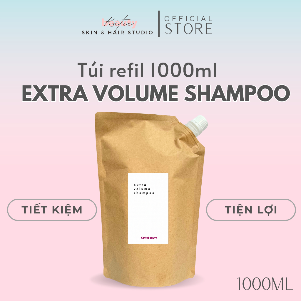Túi Refil Extra Volume Shampoo 1000ml/1L Dầu gội hữu cơ tăng cường độ ...