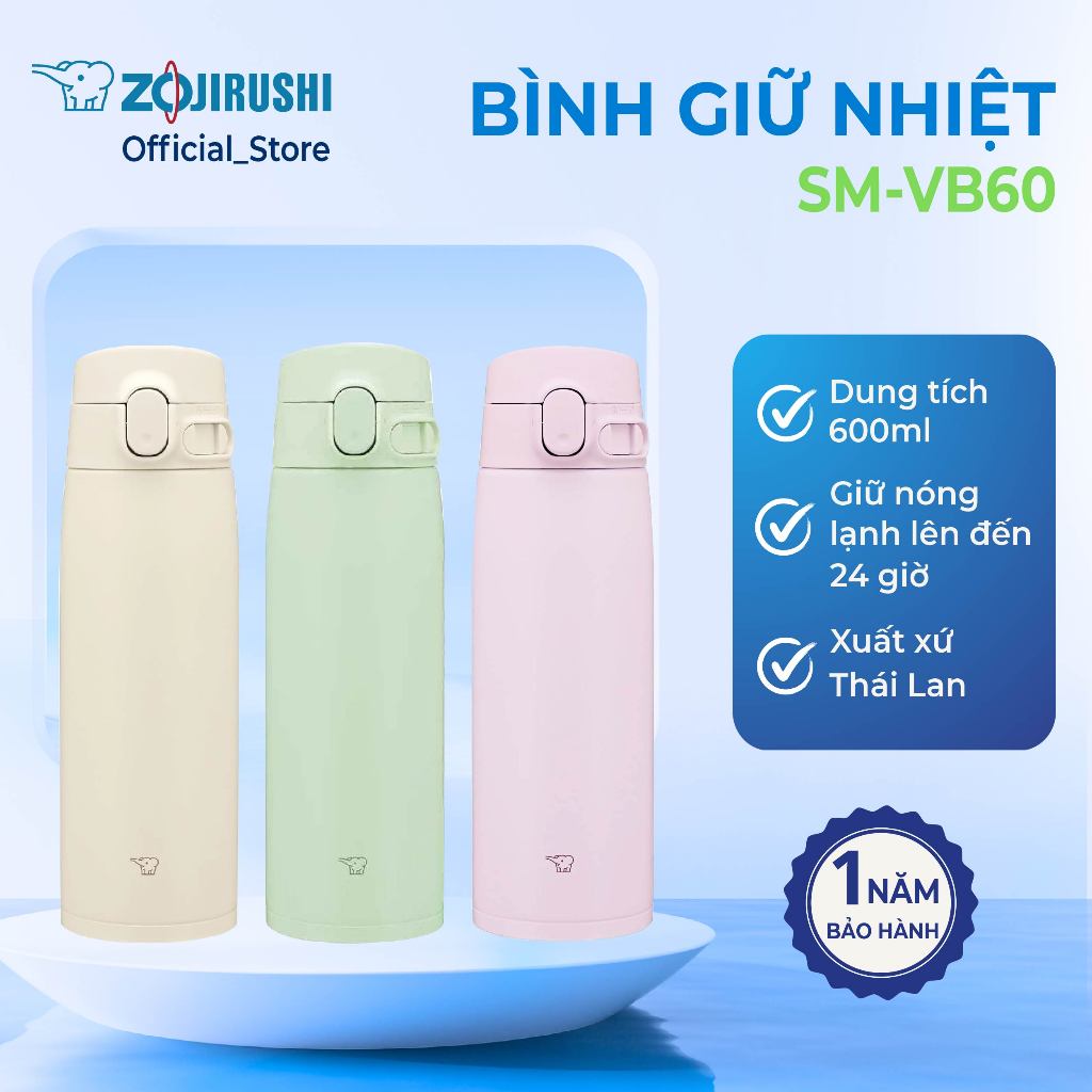 Bình giữ nhiệt Zojirushi SM-VB60 dung tích 0,6L, bình giữ nhiệt lưỡng tính, bảo hành giữ nhiệt 1 ...