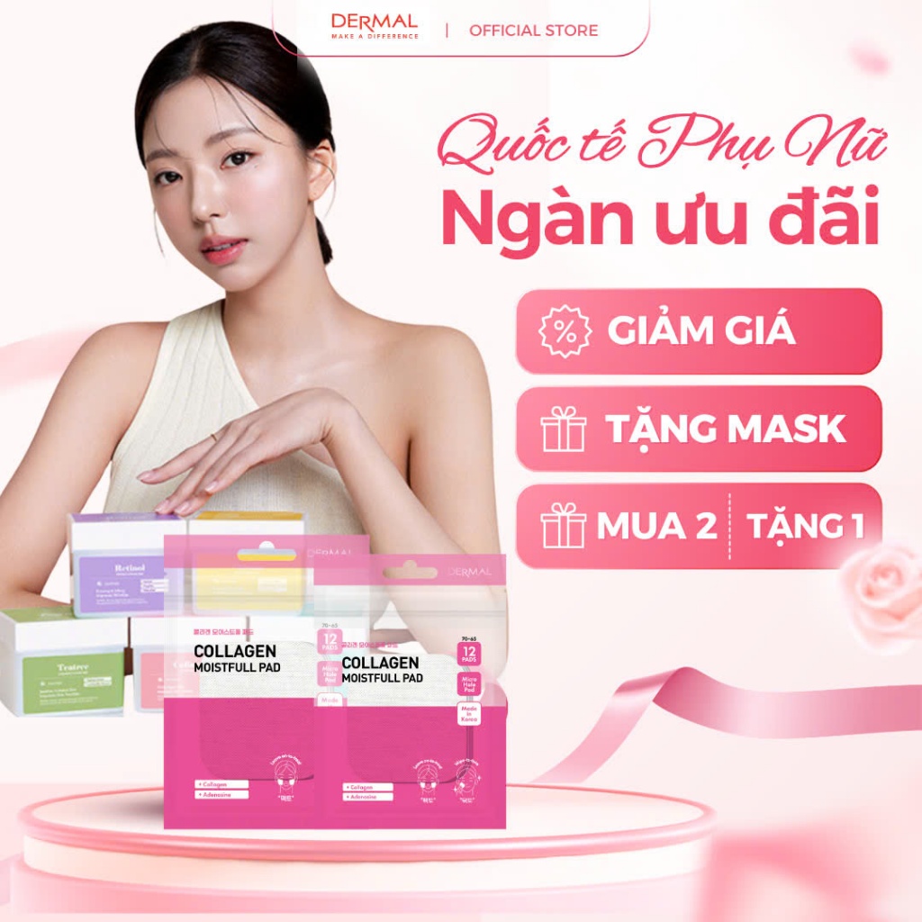 Set 3 Gói nhỏ Toner mini 36 miếng Toner pad Collagen Dermal làm săn ...