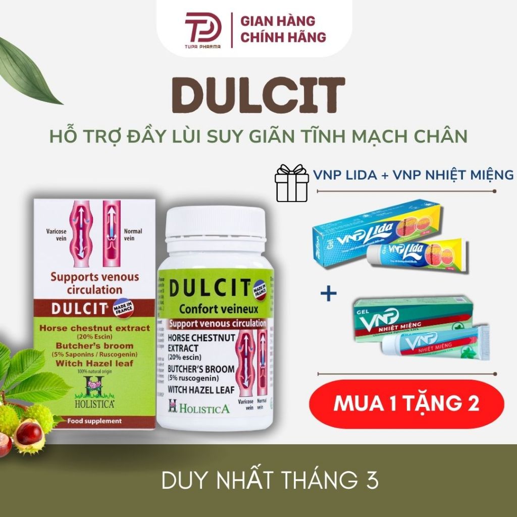 Viên uống Dulcit hỗ trợ suy giãn tĩnh mạch 60 viên nhập khẩu nguyên hộp ...