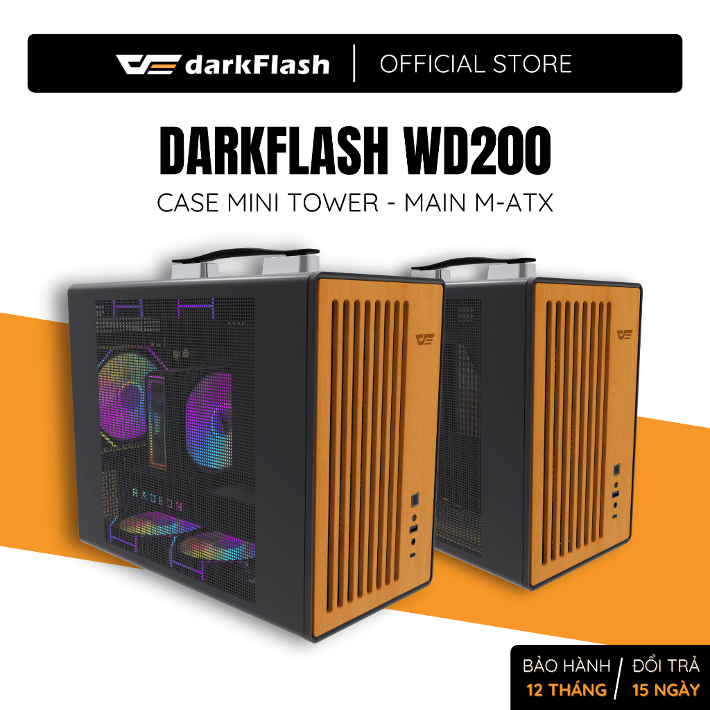 Vỏ Case PC Mini Tower Darkflash WD200 Case Máy Tính MATX Mặt Gỗ Nhỏ Gọn ...