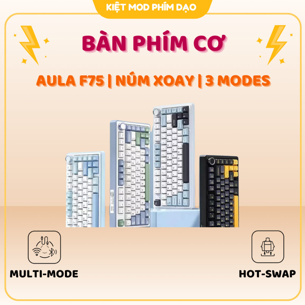 Bàn Phím Cơ Aula F75 | 3 Modes | Full Foam | Led RGB | Shopee Việt Nam
