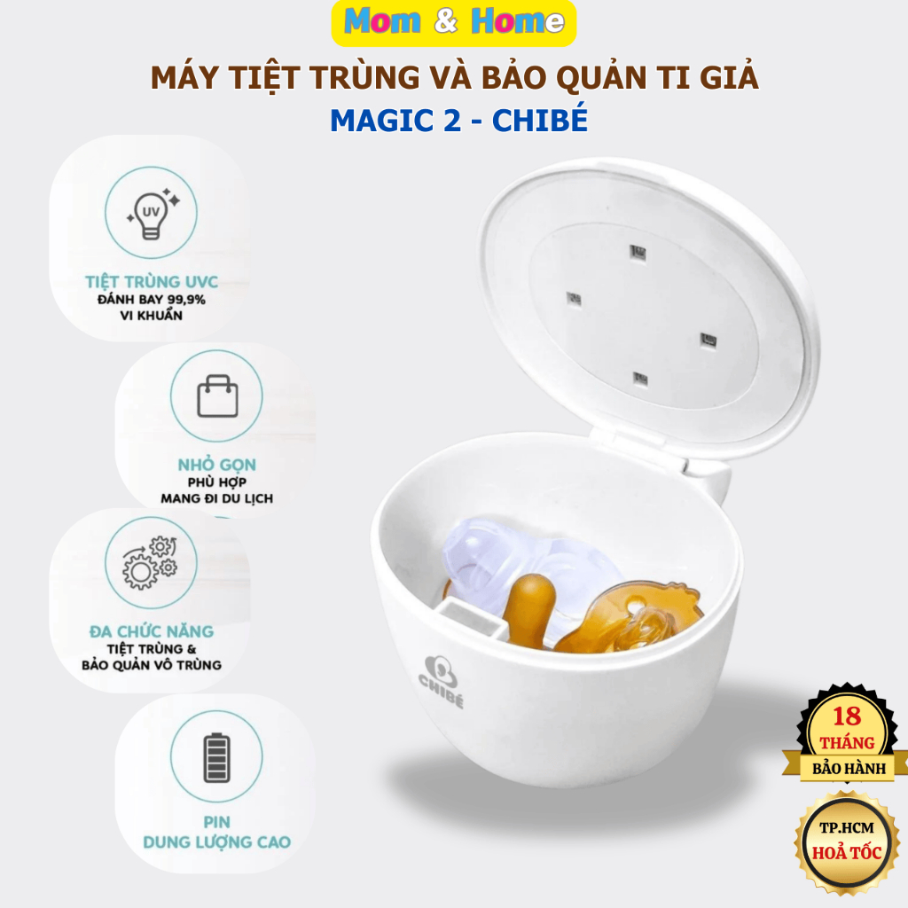 Máy Tiệt Trùng Ti Giả UVC Mini CHIBÉ Magic 2, Bảo quản 24H, Di động ...