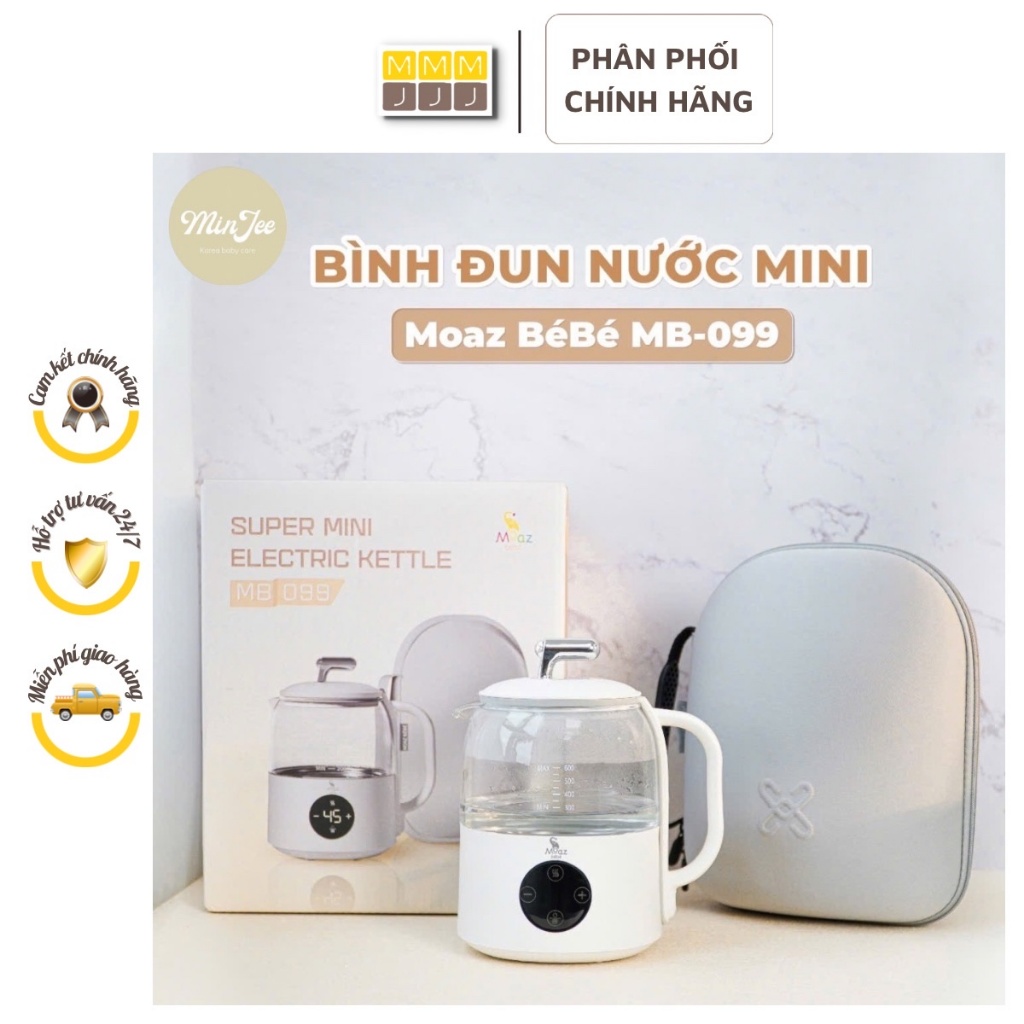 (Tặng kèm túi chống sốc) Bình đun nước pha sữa mini Moaz Bebe MB099, dễ dàng mang đi du lịch, về ...
