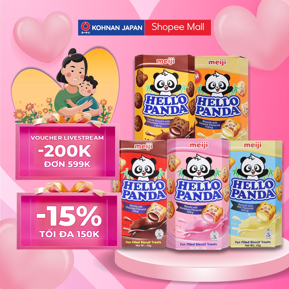 Bánh gấu MEIJI hello panda đủ vị nhân kem hộp 43g | Shopee Việt Nam