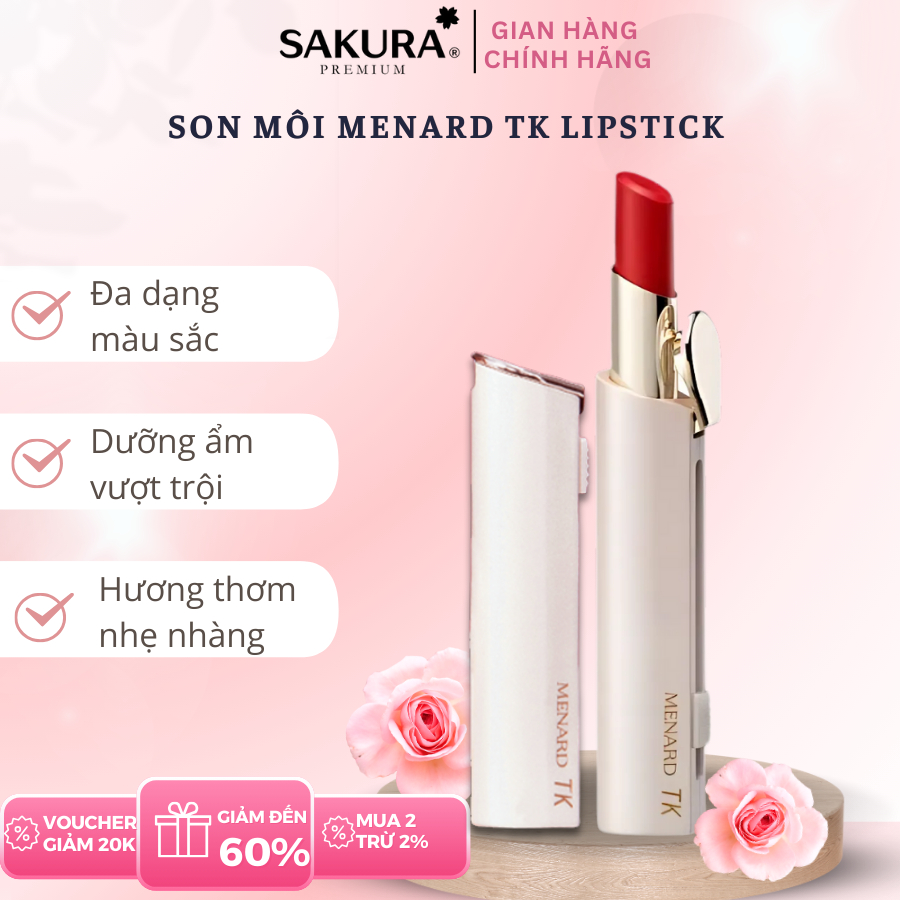 Son môi Menard TK lipstick chất mịn lì nhiều màu dưỡng ẩm dưỡng môi | Shopee Việt Nam