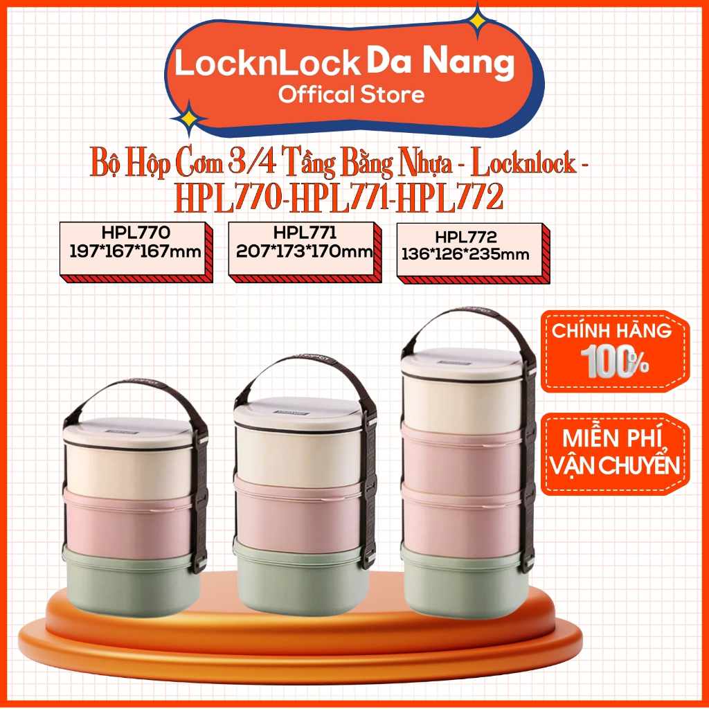 Bộ Hộp Cơm 3 Tầng 4 Tầng Bằng Nhựa - Locknlock - HPL770 HPL770-HPL771 ...