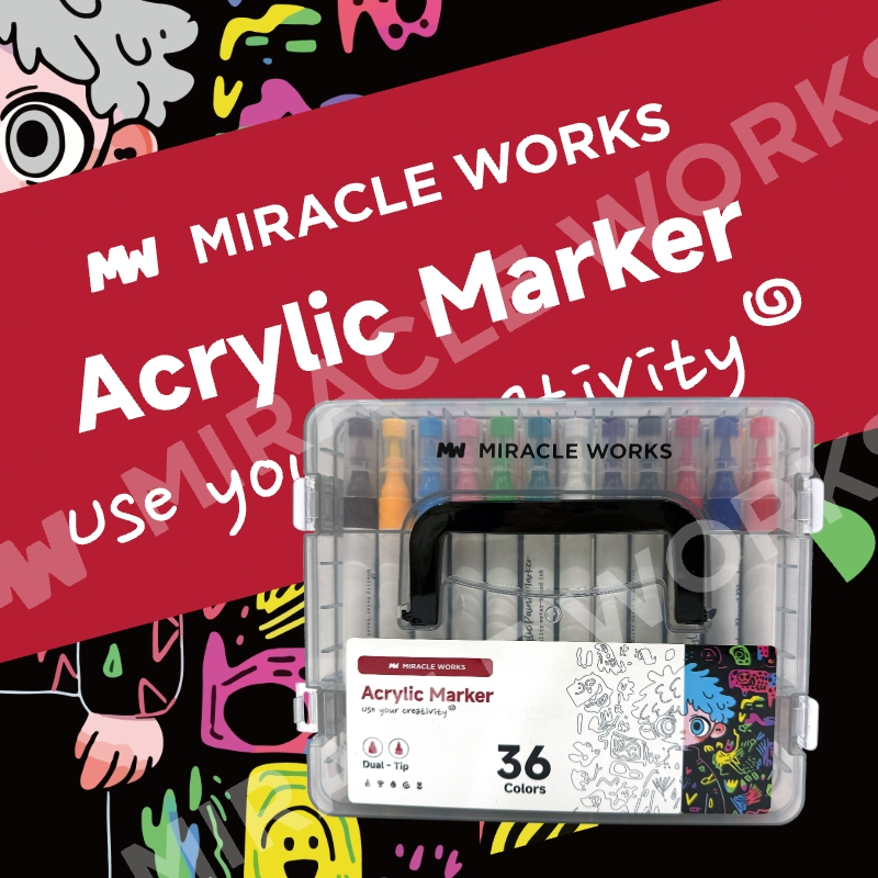 Miracle Works Bút Màu Acrylic Marker (Mẹo kép) 12/24/36/48/60 màu,Hộp ...